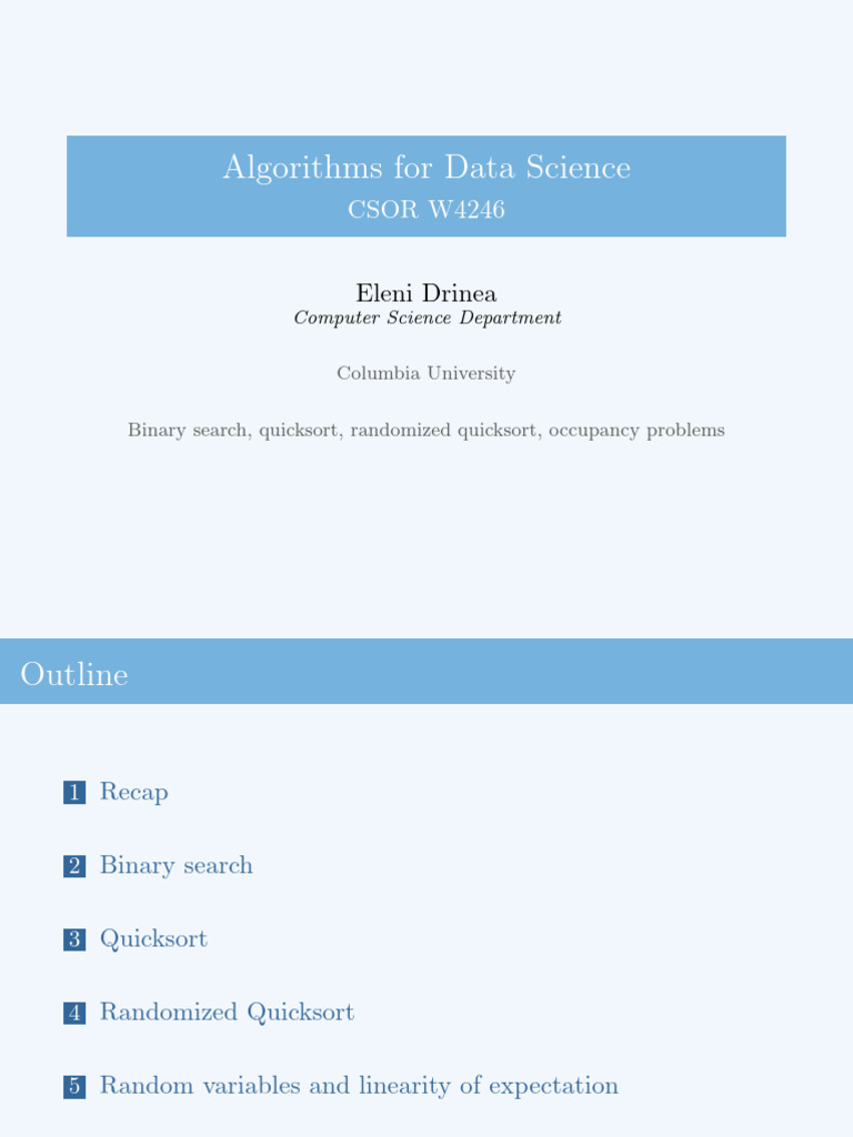 Data Science Algorithms Overview | PDF | Time Complexity | Algorithms And Data Structures