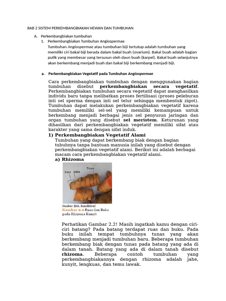 Bab 2 Sistem Perkembangbiakan Hewan Dan Tumbuhan | PDF