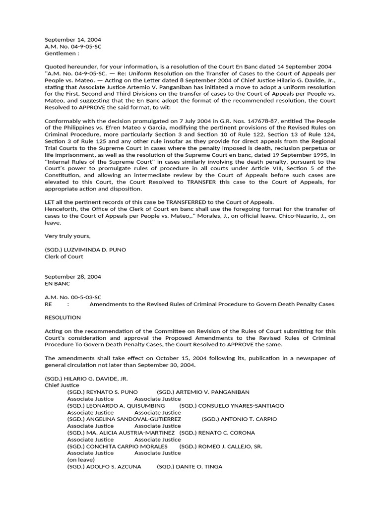 Court Case Transfer Guidelines | PDF | Judgment (Law) | Appellate Court