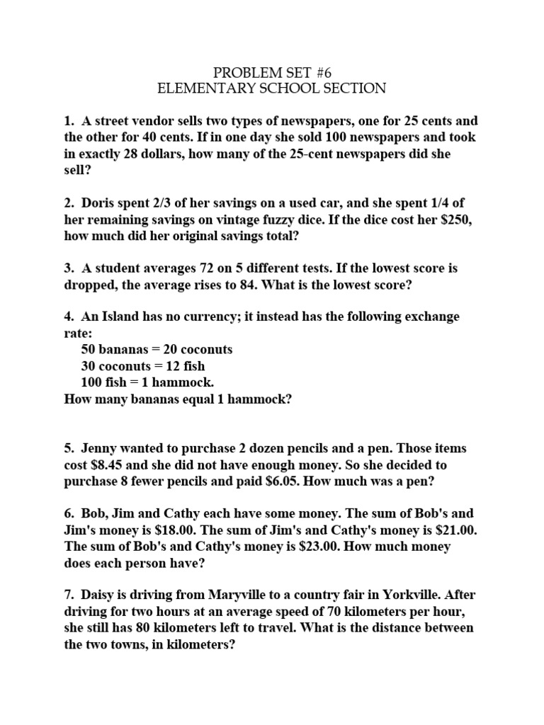 Elem Problems 6 Pdf