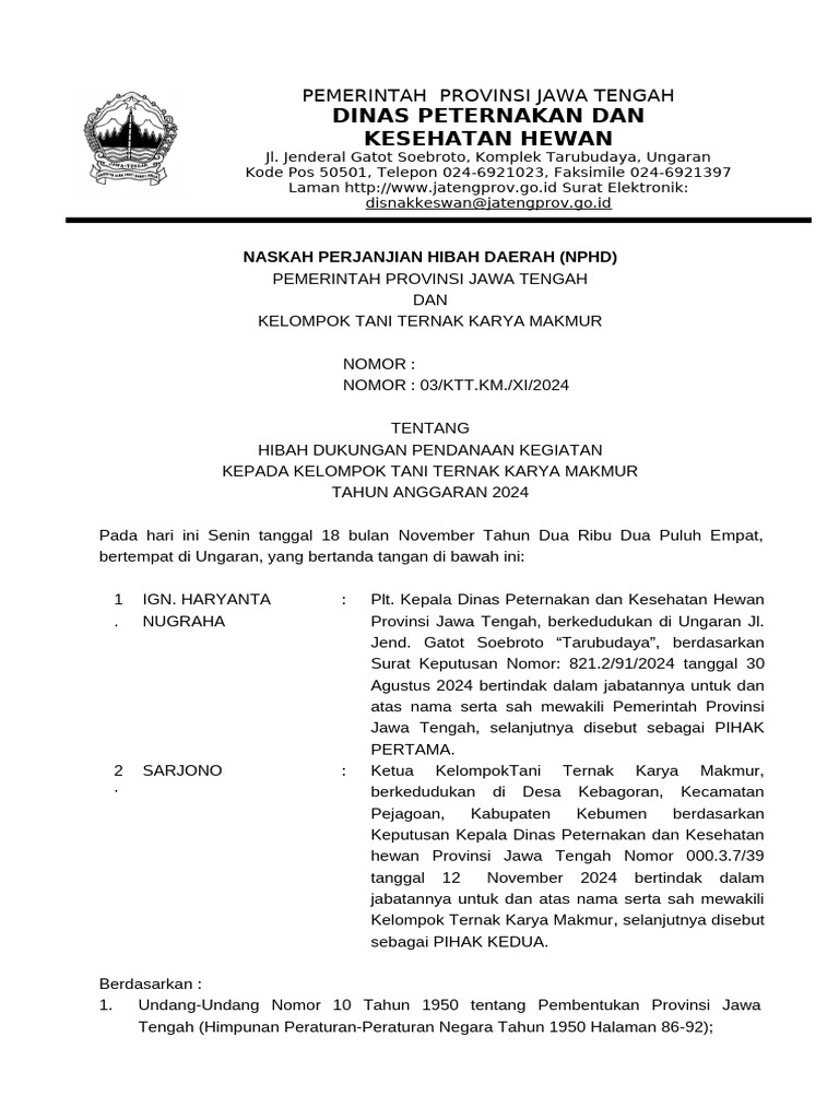Karya Makmur Format Draft NPHD, Surat Pernyatan, DLL | PDF