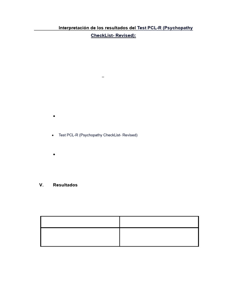 Informe PCL-R: Análisis de Rasgos Psicopáticos | PDF | Psicopatía ...