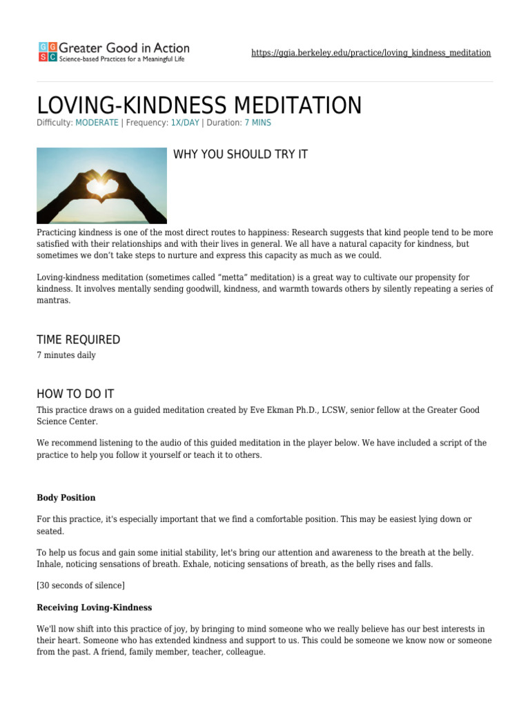7-Minute Loving-Kindness Meditation Guide | PDF | Meditation | Mindfulness