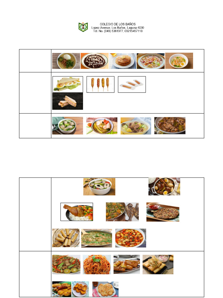 School Canteen Sample Menu | PDF