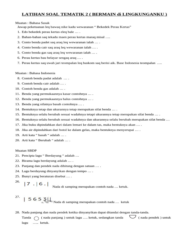 Latihan Soal Tema 2 Ok | PDF