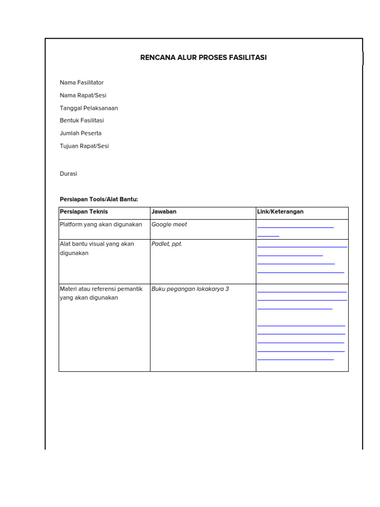Maya M3 Templat Rencana Alur Proses Fasilitasi | PDF