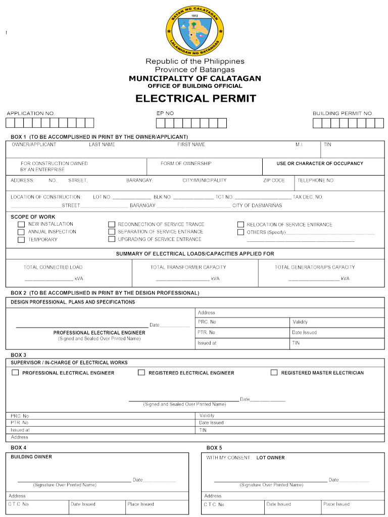 Electrical Permit (FRONT) | PDF