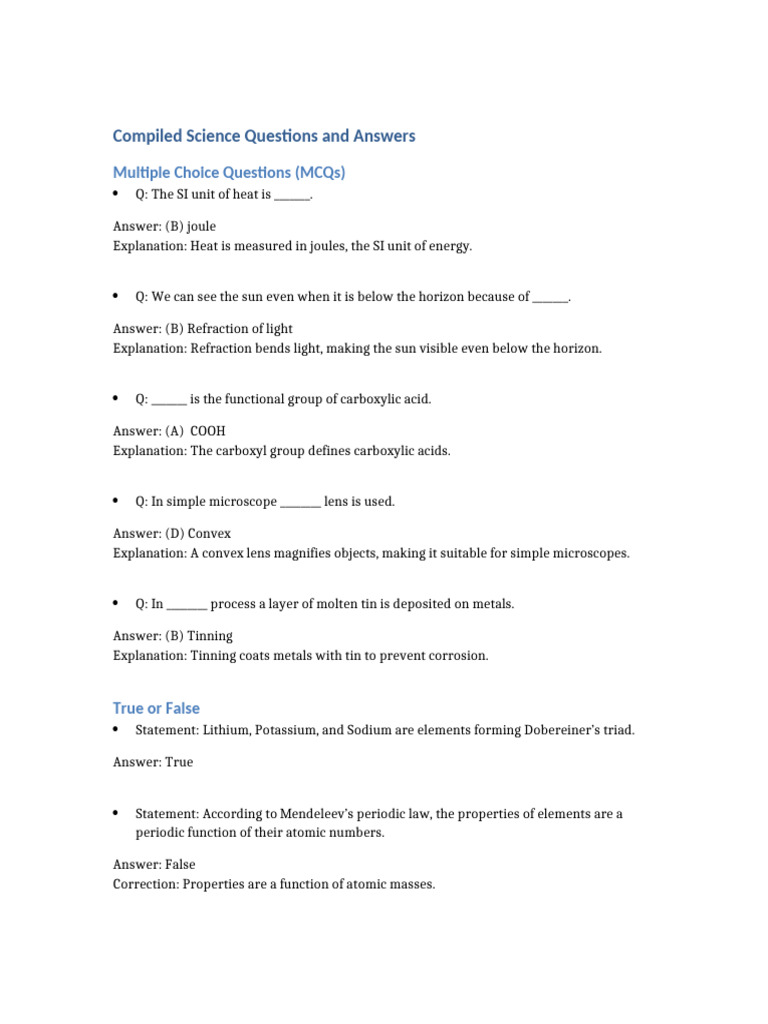 Corrected Compiled Science QnA | PDF | Metals | Chemical Elements