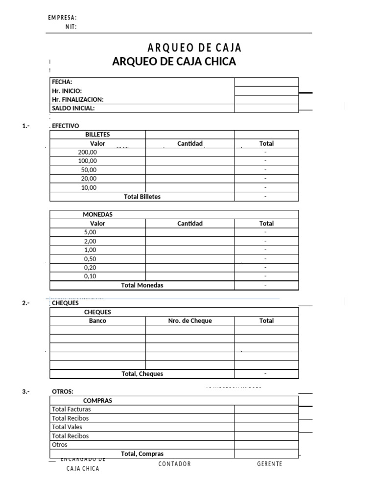 Arqueo de Caja | PDF