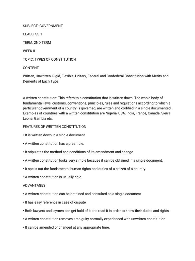 Types of Constitution | PDF | Constitution | Confederation