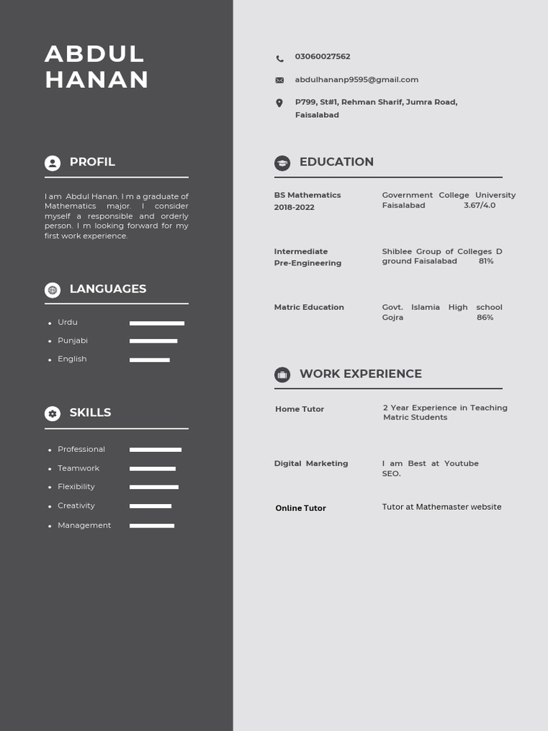 Grey White Creative Acting Profile Resume | PDF