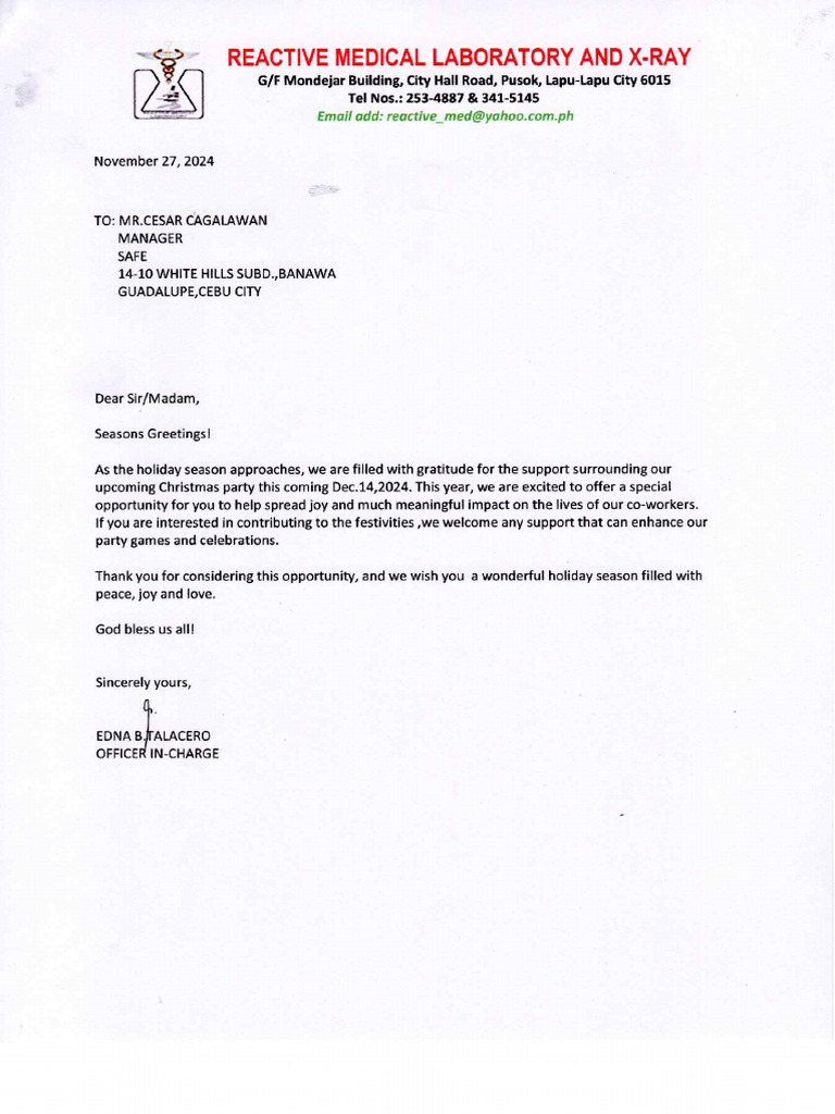 Letter For Safe | PDF