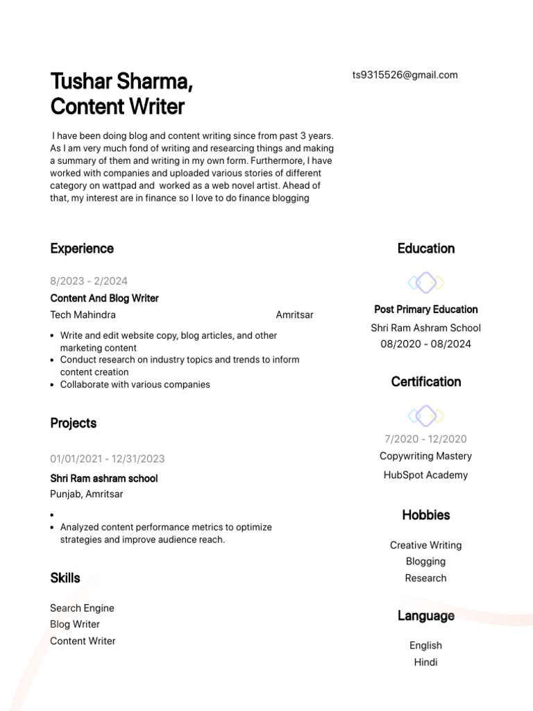 Tushar 'S Resume-1 | PDF