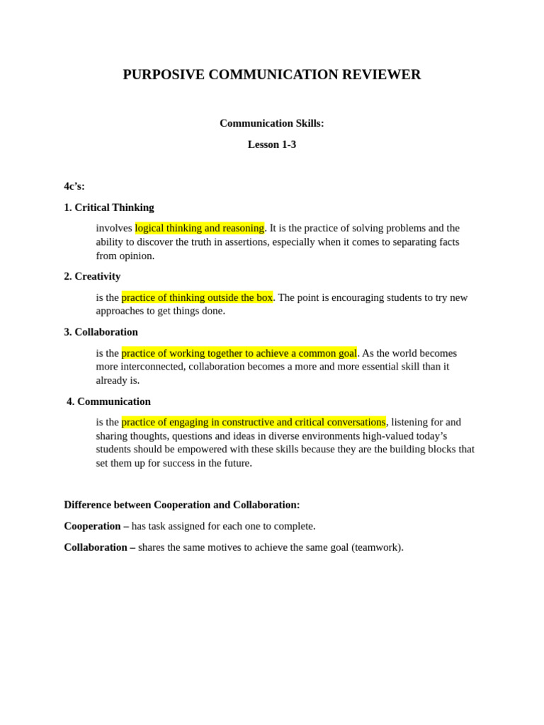 Purposive Communication Reviewer | PDF | Communication | Nonverbal Communication