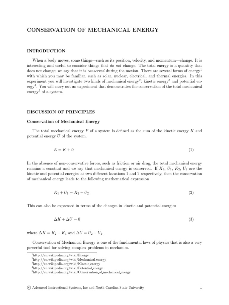 Manual | PDF | Potential Energy | Kinetic Energy