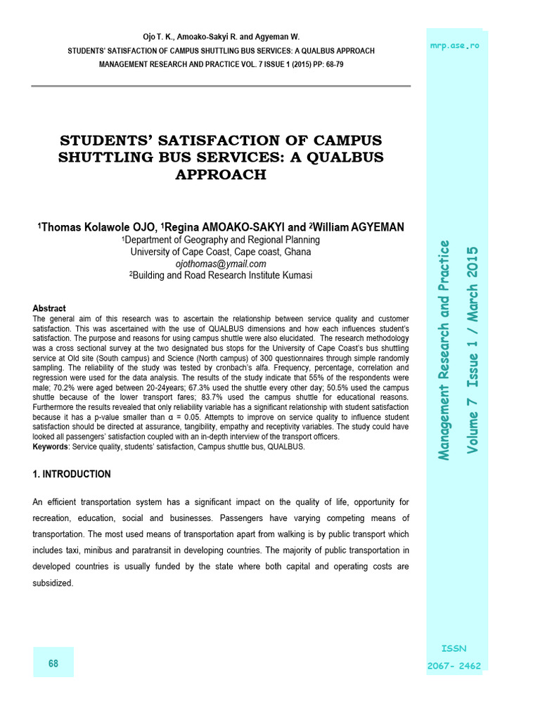 Satisfaction On Shuttle Bus | PDF | Public Transport | Bus
