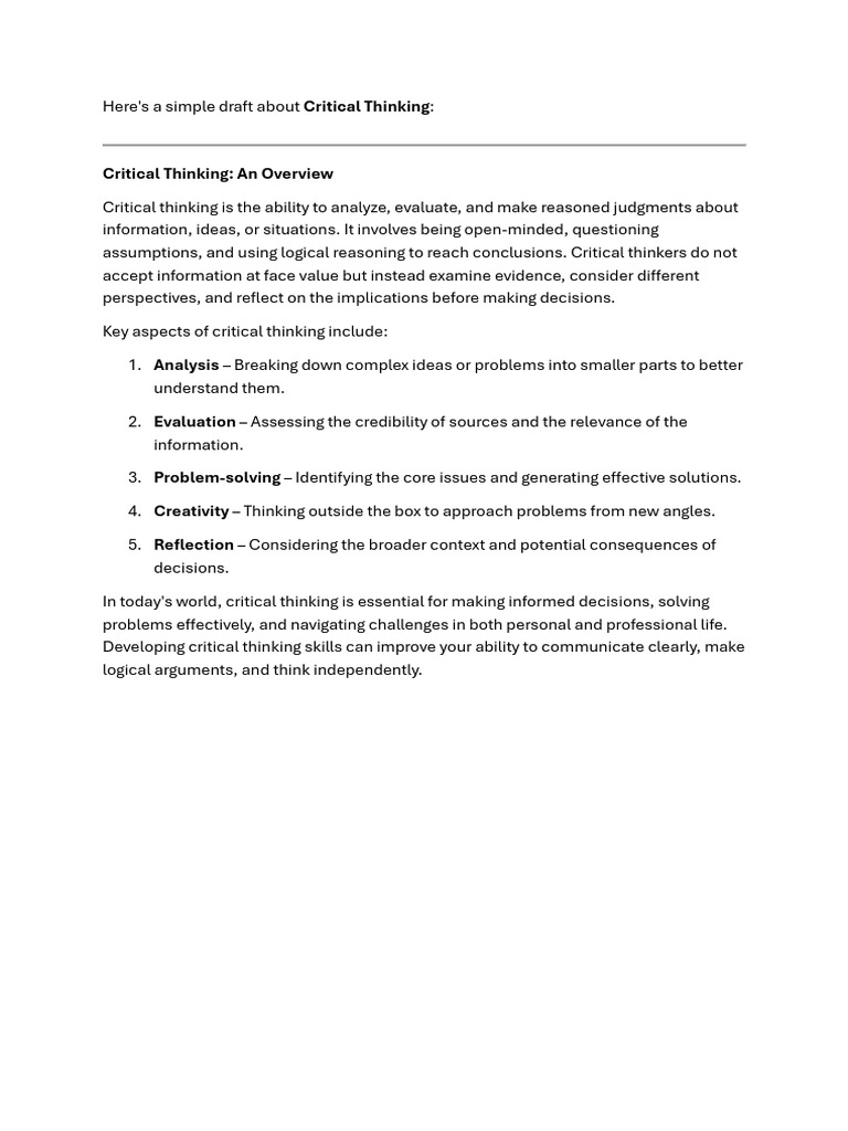 Critical Thinking | PDF