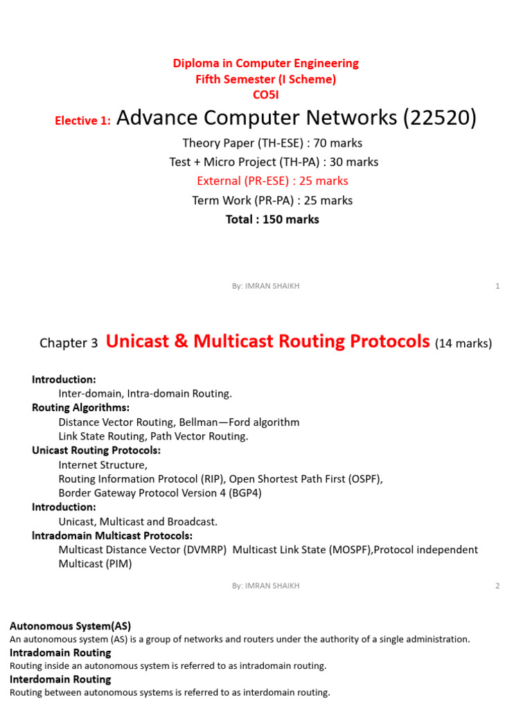 ACN Notes Ch3 | PDF | Routing | Computer Network