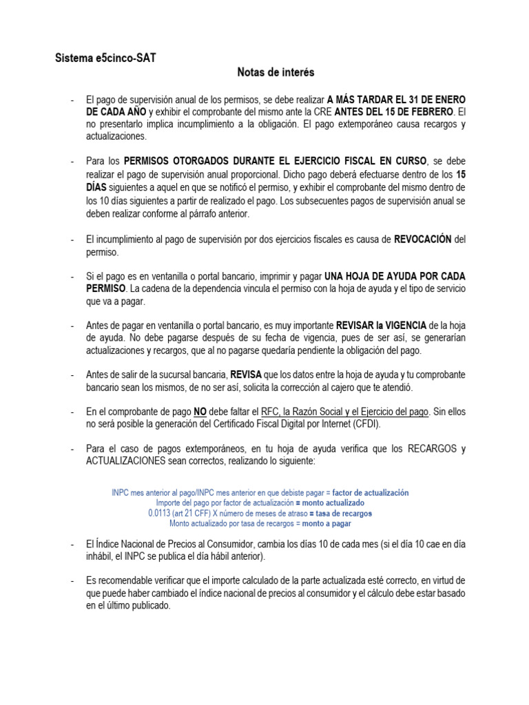 Pago de Supervisión Anual e5cinco-SAT | PDF
