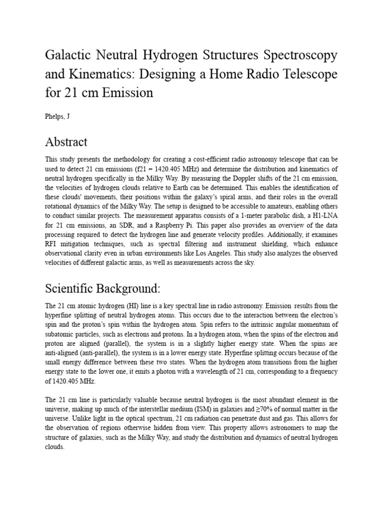 Galactic Neutral Hydrogen Structures Spectroscopy and Kinematics ...