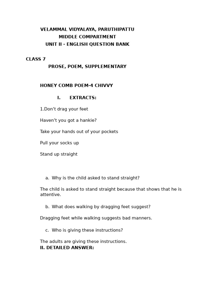 Ut 2 - Class 7 - English QB | PDF | Trees