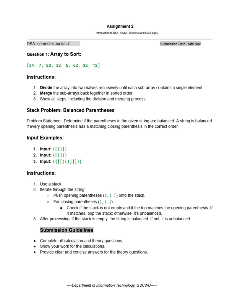 DSA Assignment: Arrays & Stacks | PDF