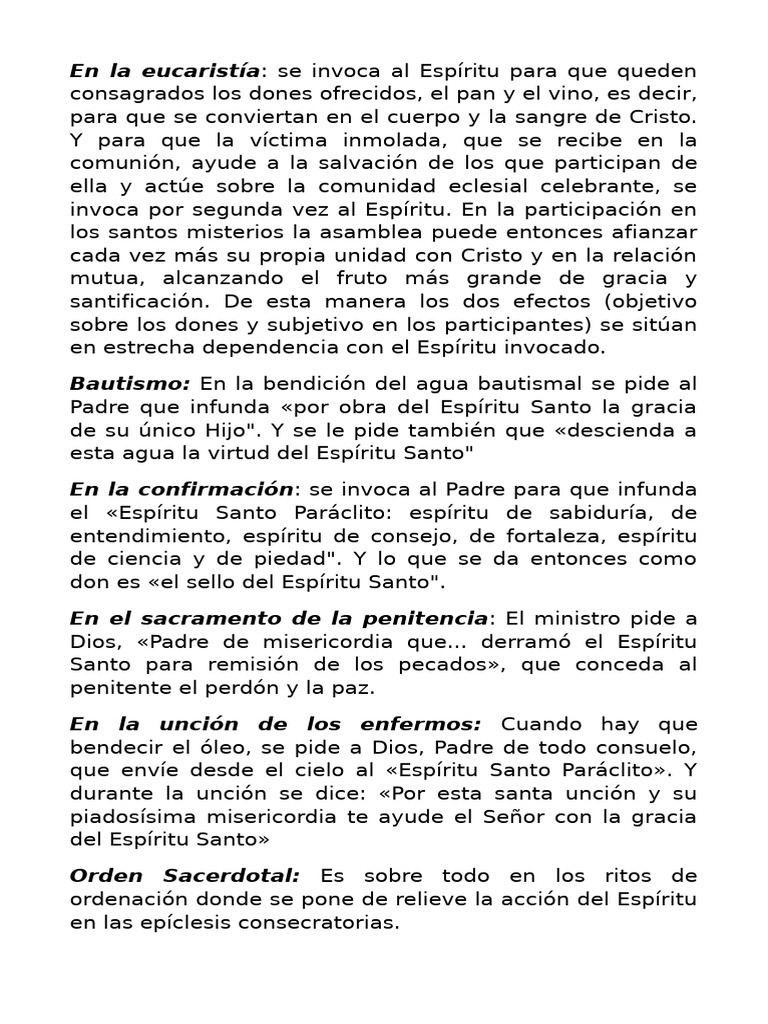 Epiclesis en Los Sacramentos | PDF | Teología sistemática | Sacramentos