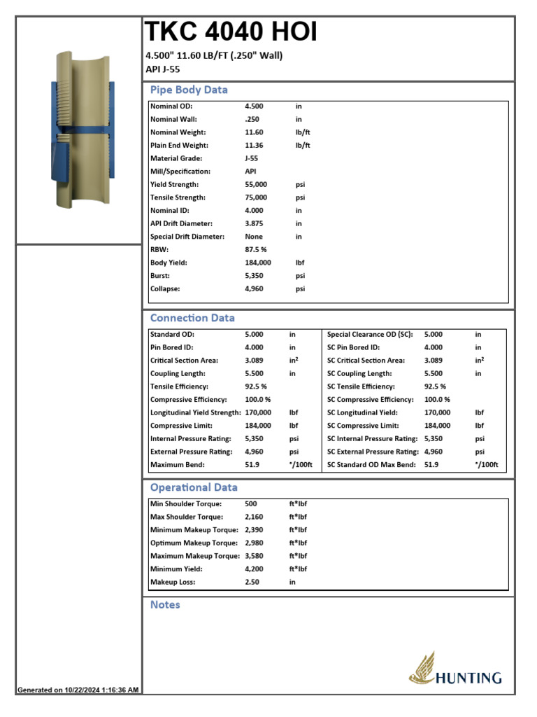 TKC 4040 HOI Specifications and Data | PDF | Stress (Mechanics ...