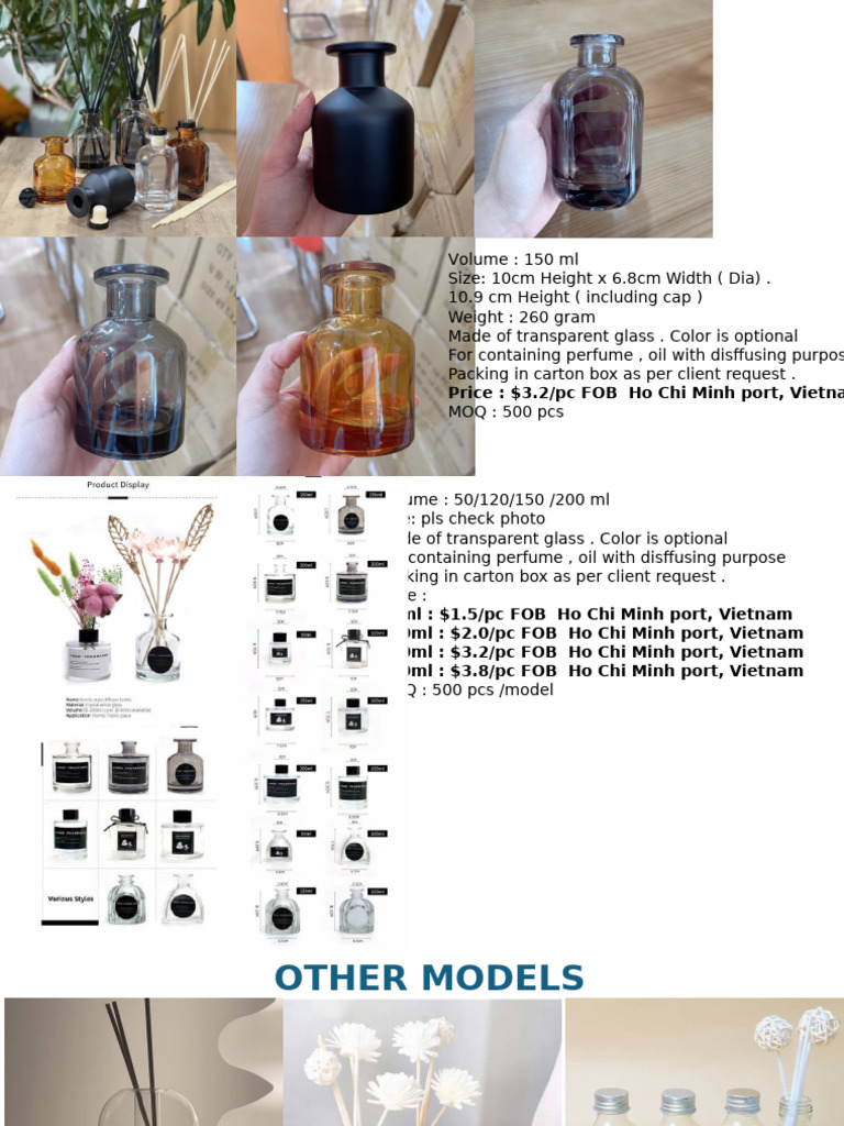 Glass Bottle Models For Diffusing Perfume | PDF