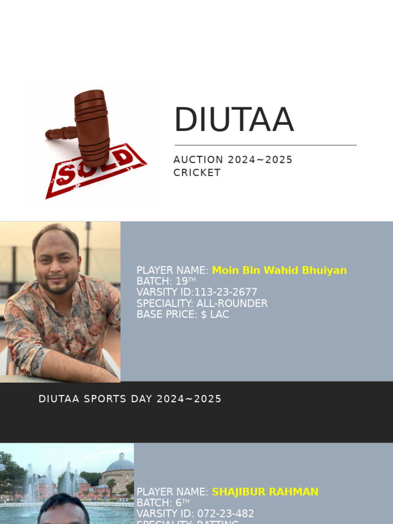 Diutaa Player Auction 2024-2025 List | PDF | Athletic Sports | Summer ...