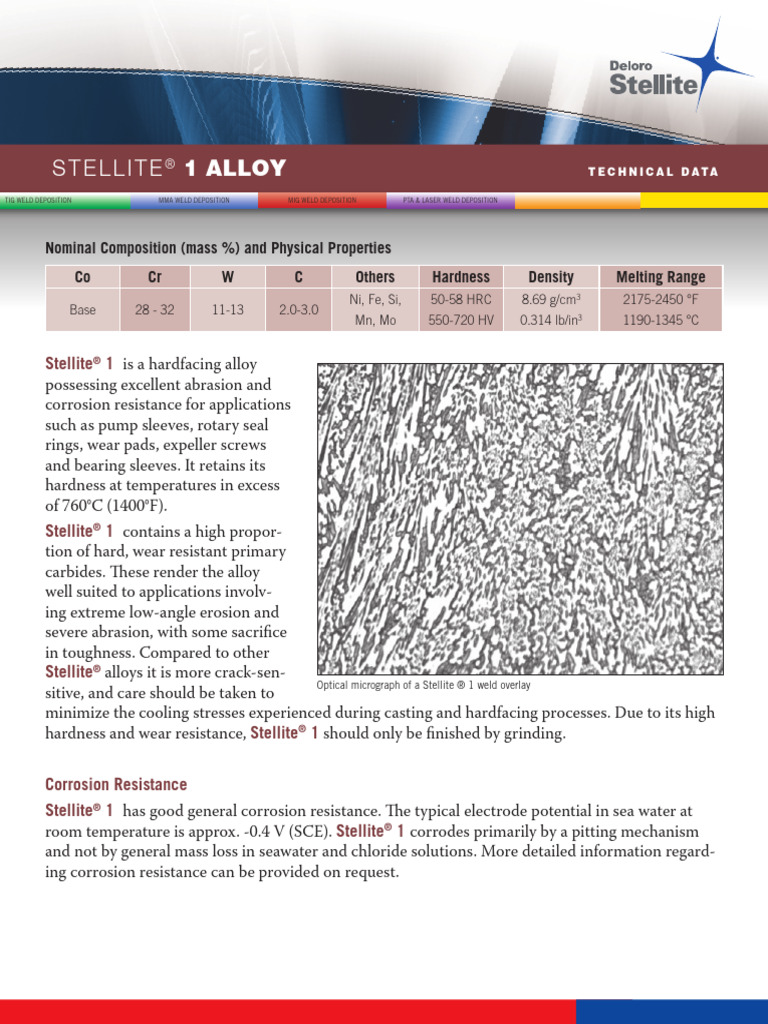 Stellite 1 | PDF | Ultimate Tensile Strength | Mechanical Engineering