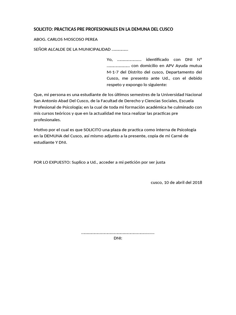 Solicitud de Practica | PDF