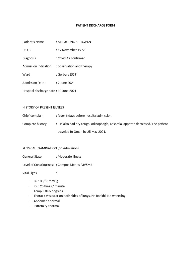 Patient Discharge Form | PDF