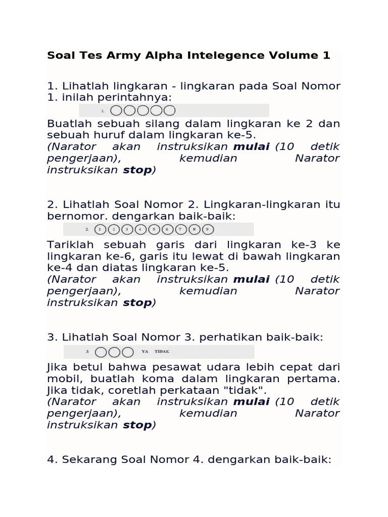 Soal Tes Army Alpha Intelegence | PDF