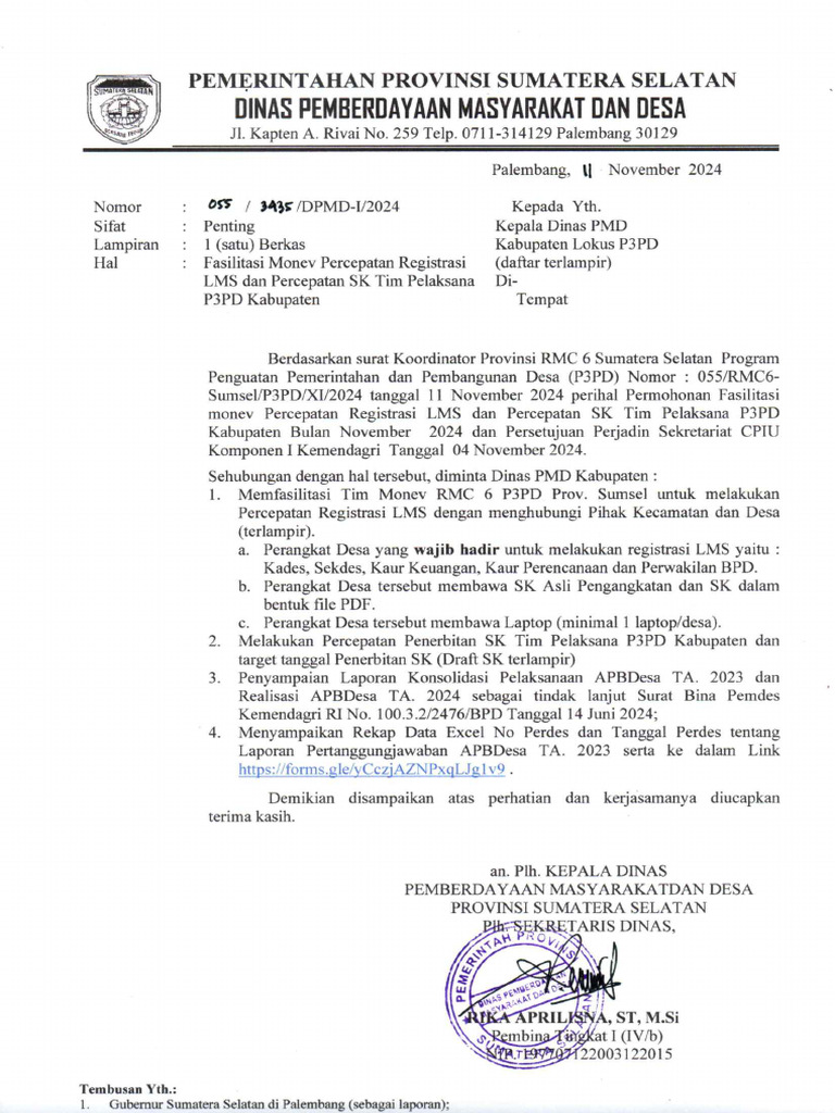 Surat Persetujuan Perjadin November 2024 | PDF