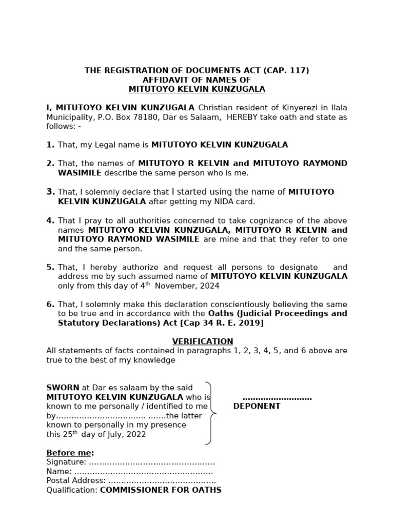 Affidavit Names | PDF
