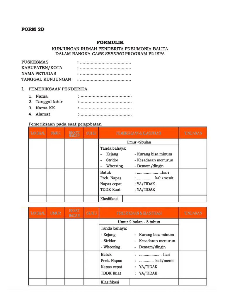Form Kunjungan Rumah Ispa | PDF