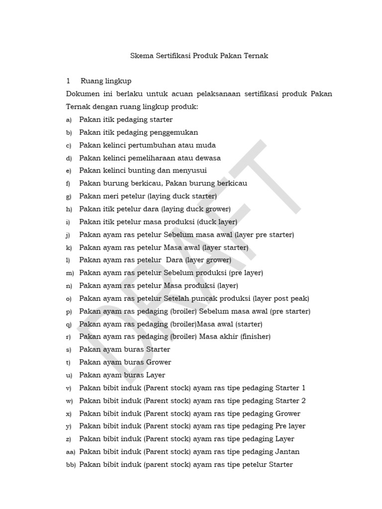 Draft Skema Pakan Ternak | PDF