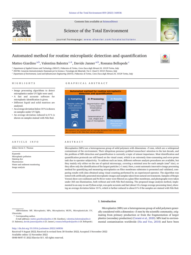 Automated Microplastic Detection Method | PDF | Turin
