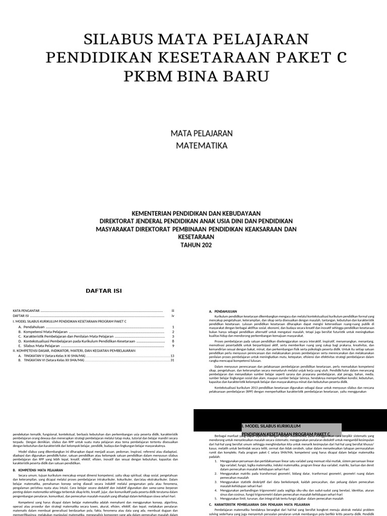 Silabus Paket C Matematika | PDF