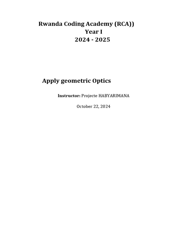 Geometric - Optics - Course 2024-2025 | PDF | Mirror | Optics