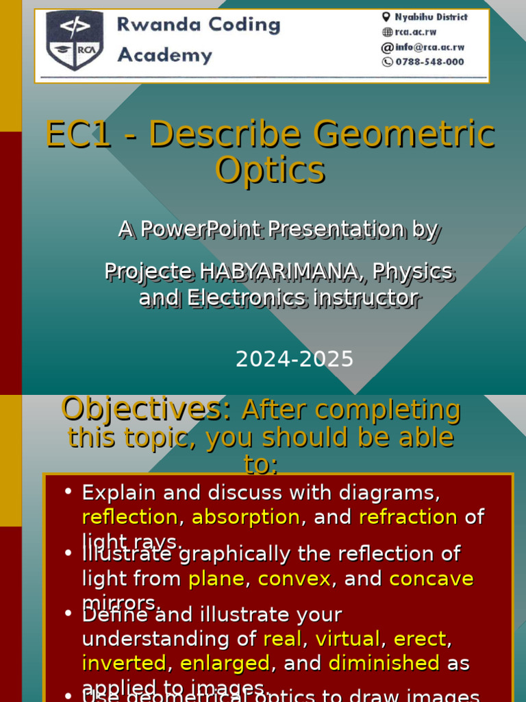 Describe Geometric Optics - Light Reflection On Surfaces | PDF ...