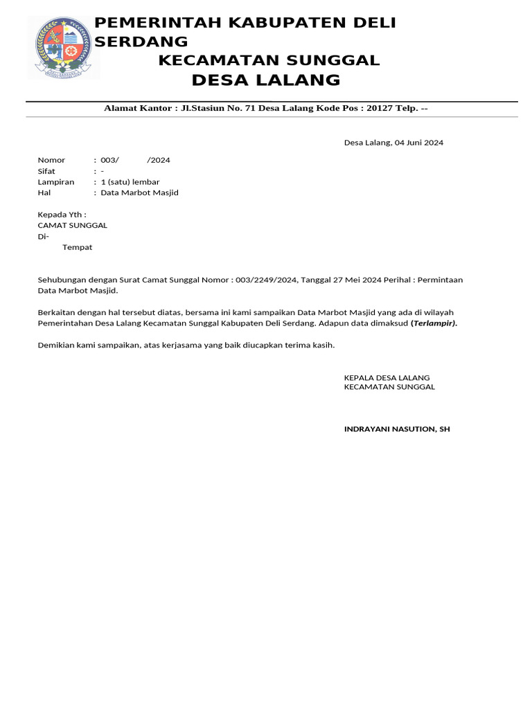Pengantar Data Marbot Mesjid | PDF
