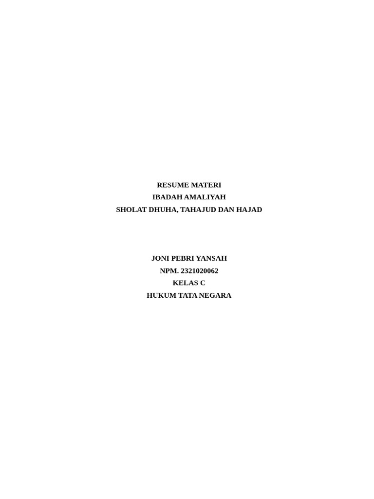 Resume (Sholat Dhuha, Tahajud Dan Hajat (Joni Pebri Yansah - 2321020062 ... Resume (Sholat Dhuha, Tahajud Dan Hajat (Joni Pebri Yansah - 2321020062 ...