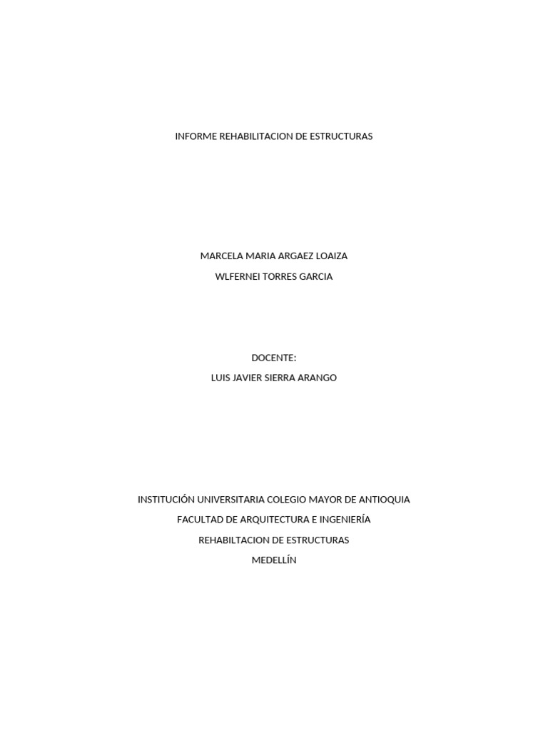 INFORME REHABILITACION DE ESTRUCTURAS Final | PDF | Evolución | edificio