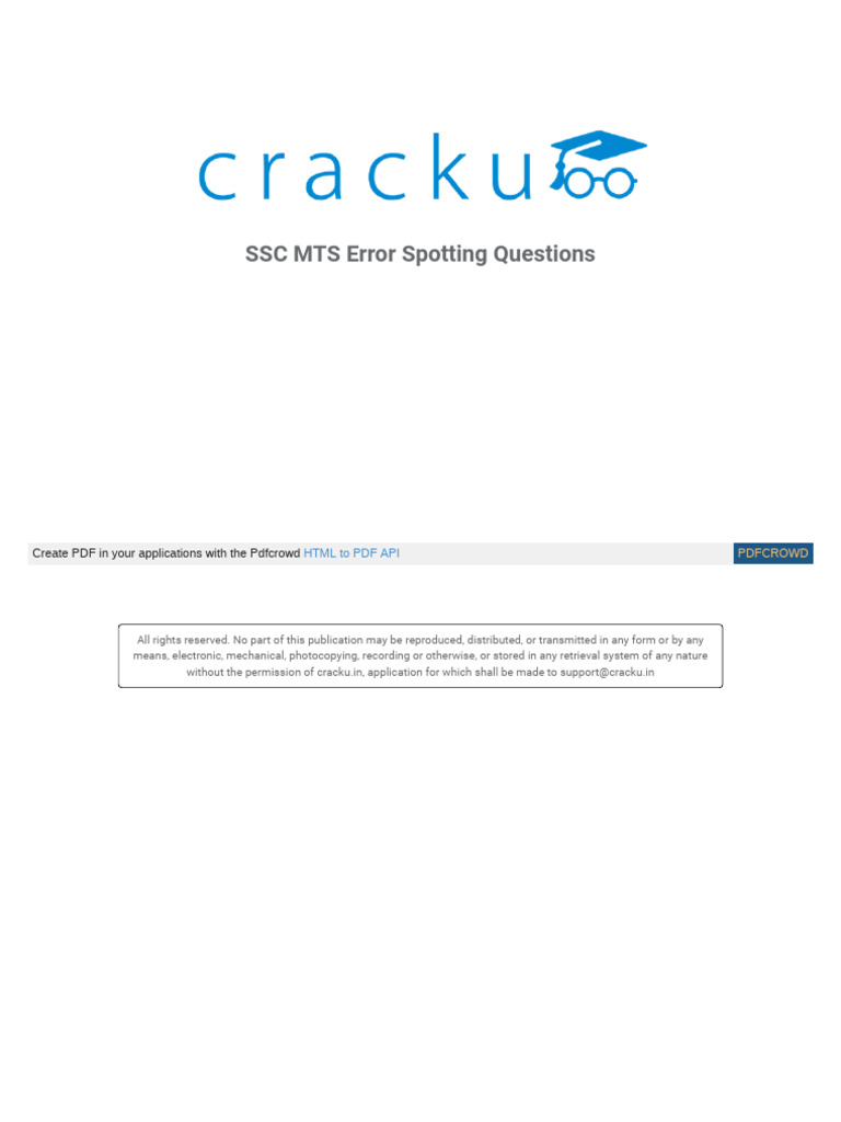 SSC MTS Error Spotting Questions | PDF | Linguistics | Grammar