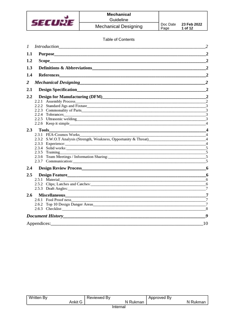 Guideline - Mechanical Designing | PDF | Swot Analysis | Glasses