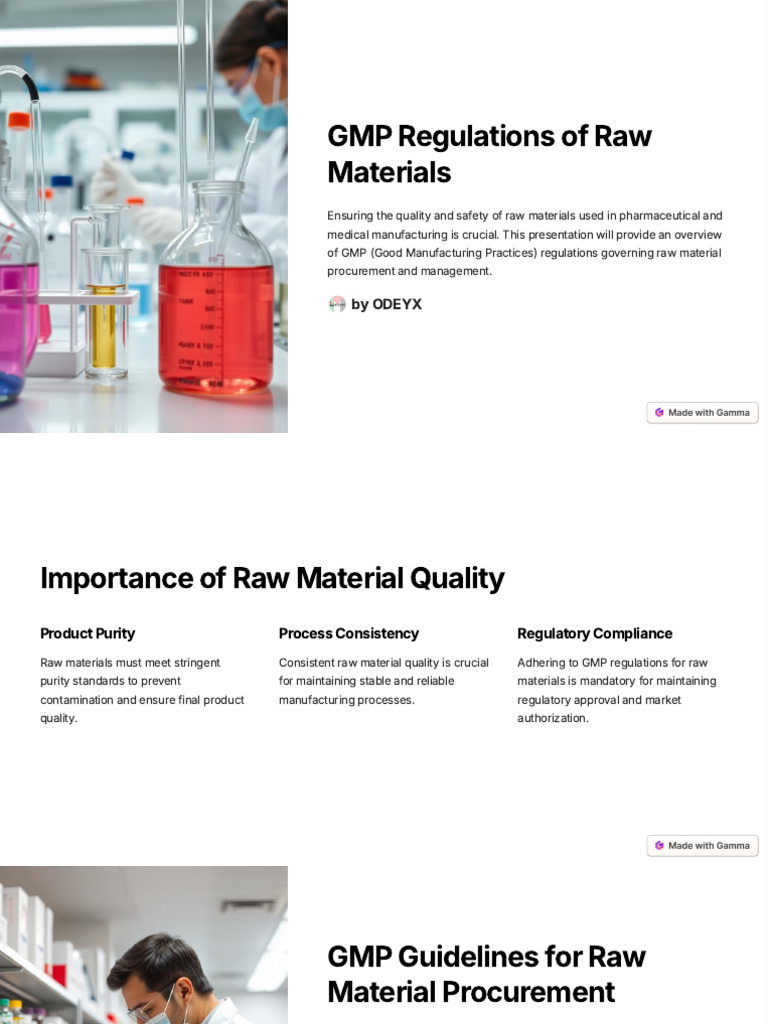 GMP Regulations of Raw Materials | PDF