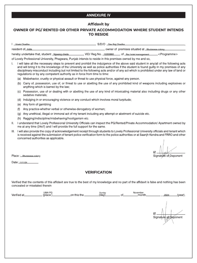 Annexure IV AffidavitbyOwner 4 | PDF