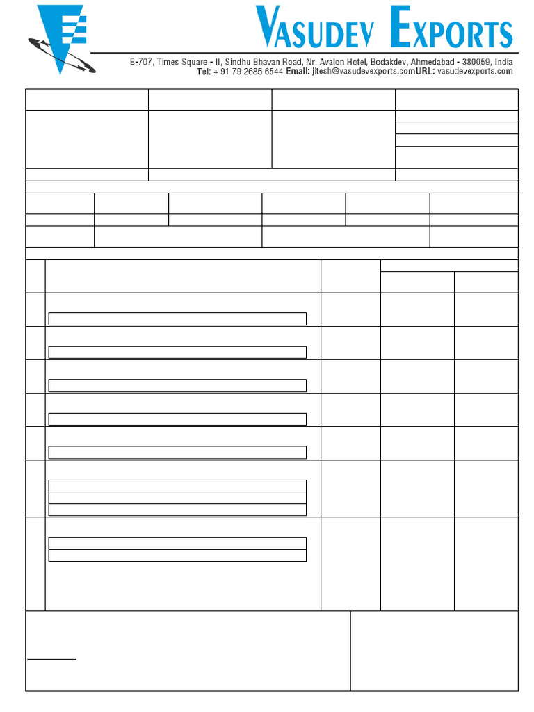 Packing List for Vasudev Exports | PDF